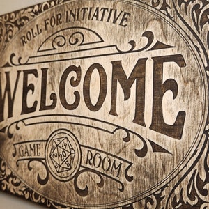 Welcome, Game Room, Roll for Initiative Wood Sign - Etsy