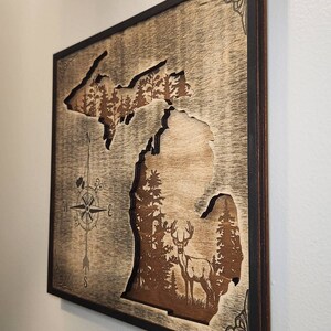 Deer and Michigan Layered Wood Sign - Etsy