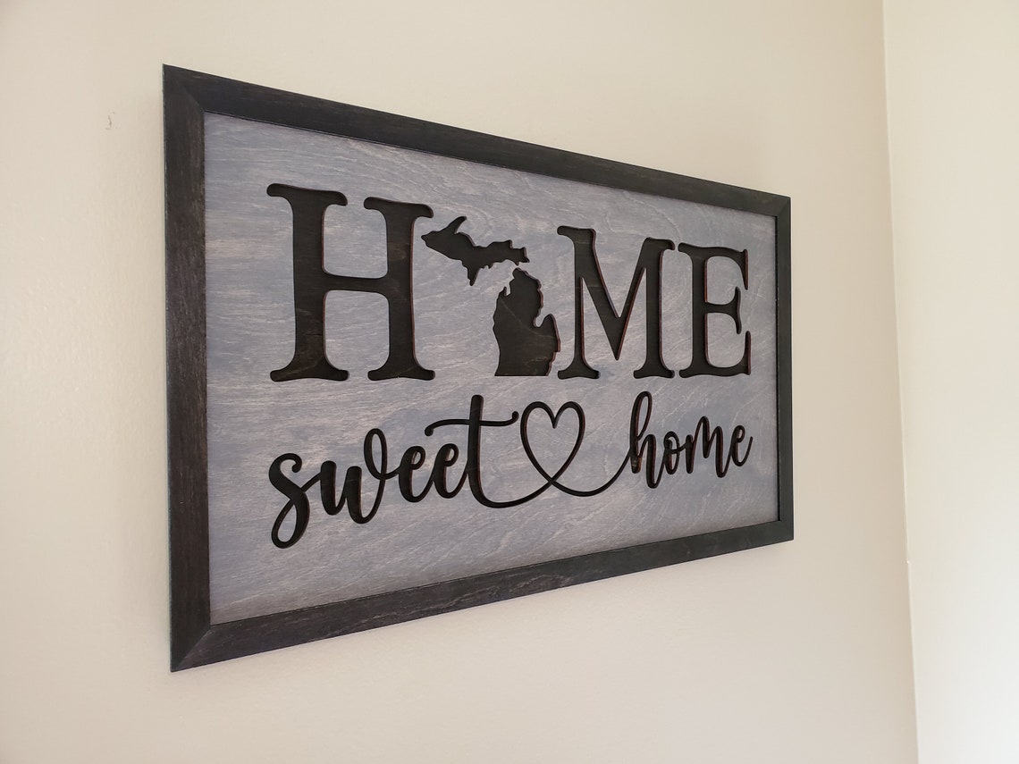 Home Sweet Home Michigan State Sign Customizable for Any - Etsy