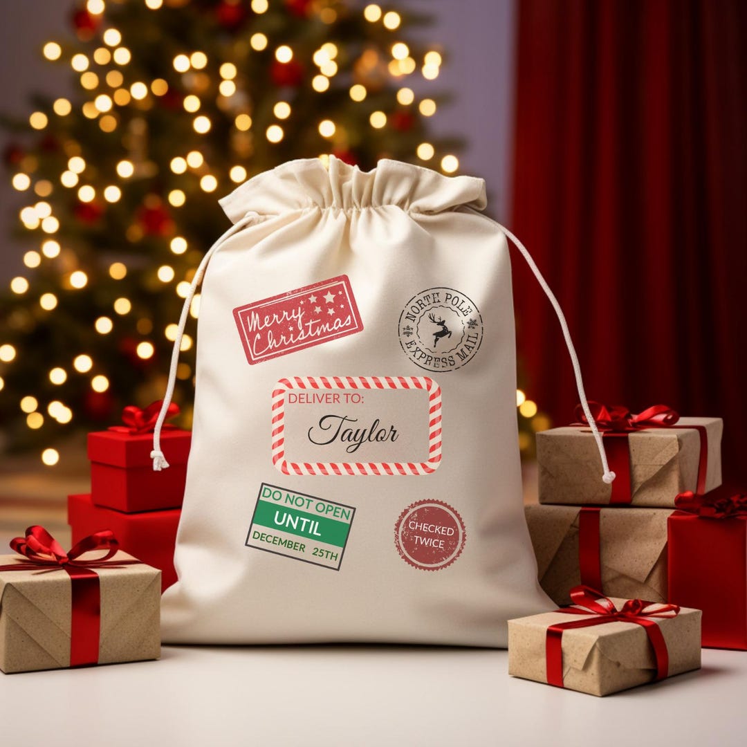 Personalized Mini Santa Sack, Drawstring Christmas Goodie Bag, Special ...