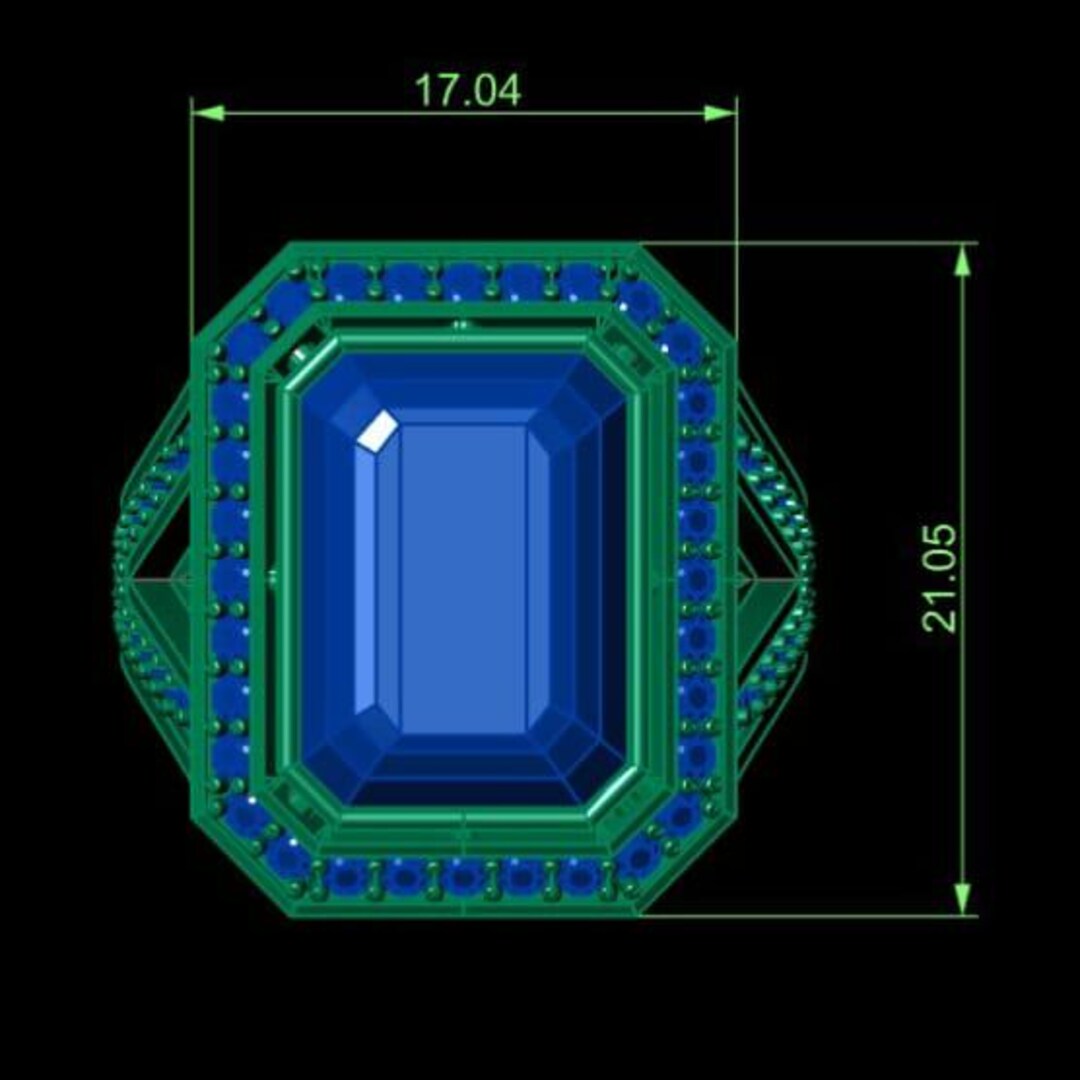 Emerald Gem Ring 3D Model Jewelry CAD File STL Size 7-1/2US - Etsy