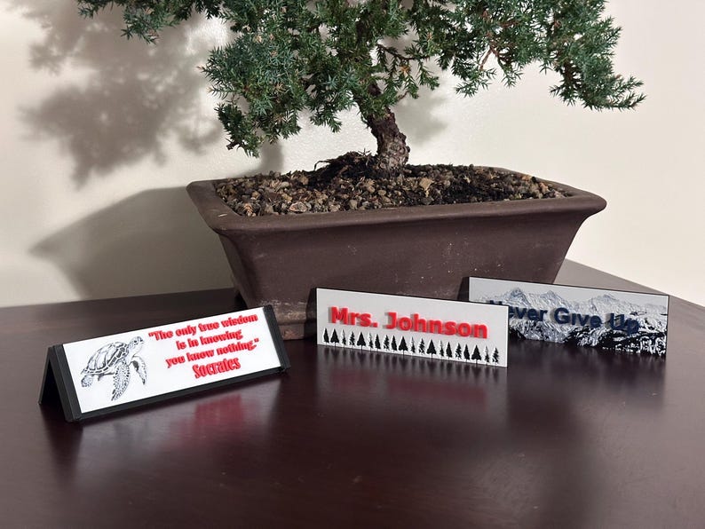 Custom Desk Sign With Interchangeable 3D Art Inserts – Personalized ...