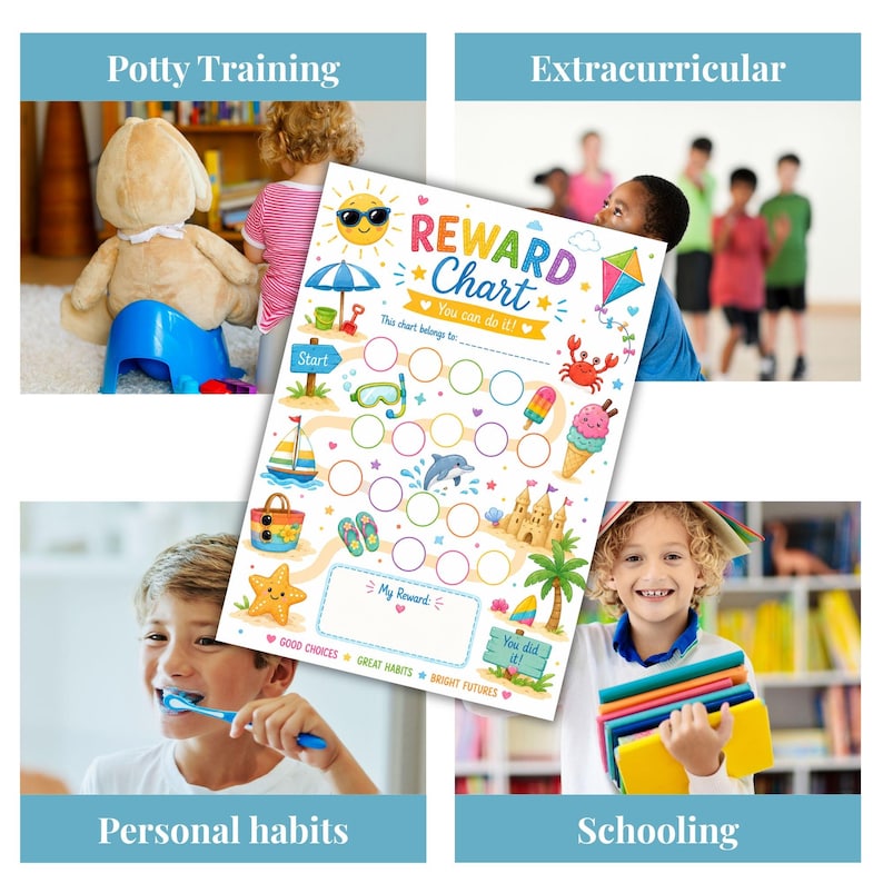 Summer Reward Chart for Behaviour and Chores Printable Template Kids ...