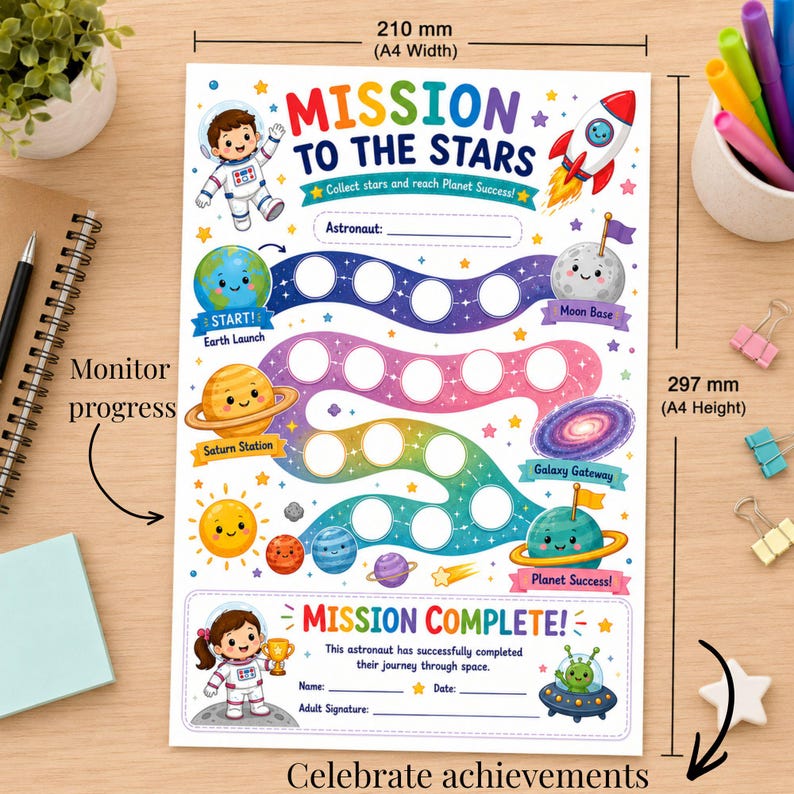 Space Reward Chart Printable Template for Kids Preschoolers - Etsy UK