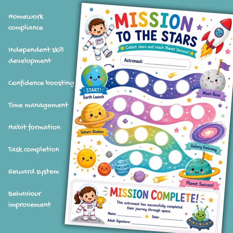 Space Reward Chart Printable Template for Kids Preschoolers - Etsy UK