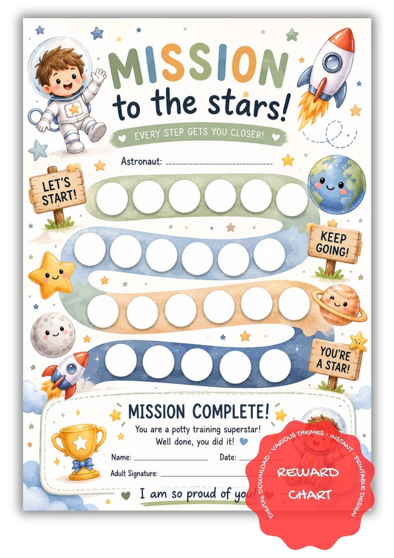 Space Reward Chart Printable Template for Kids Preschoolers - Etsy UK