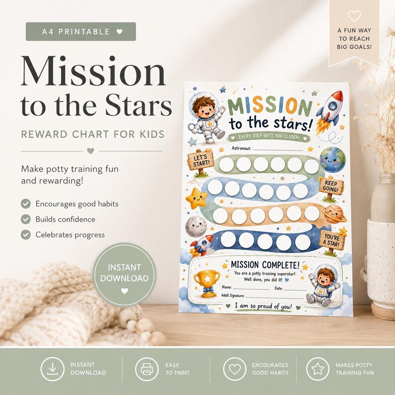 Space Reward Chart Printable Template for Kids Preschoolers - Etsy UK