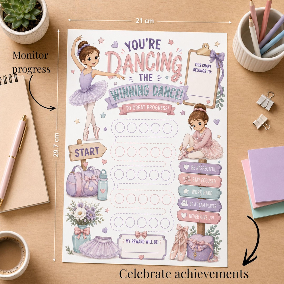 Dancing Reward Chart Printable Template for Kids Behavior Chores - Etsy ...
