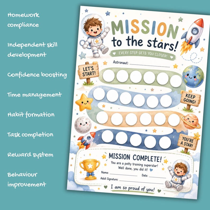 Space Reward Chart Printable Template for Kids Preschoolers - Etsy UK