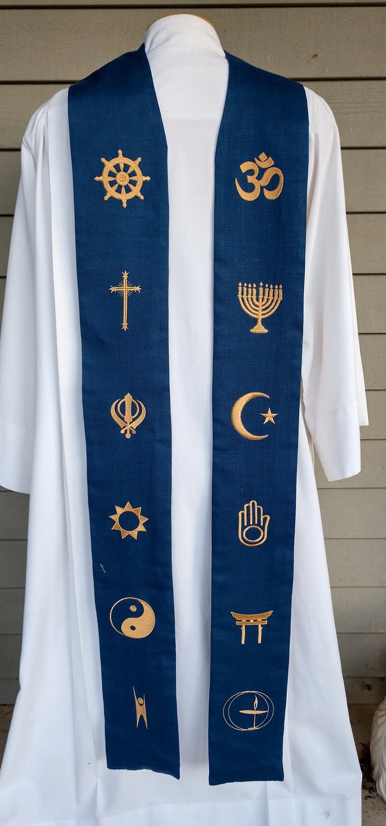 Clergy Stole,interfaith, up to 12 Symbols, Embroidered, Custom MADE TO ...
