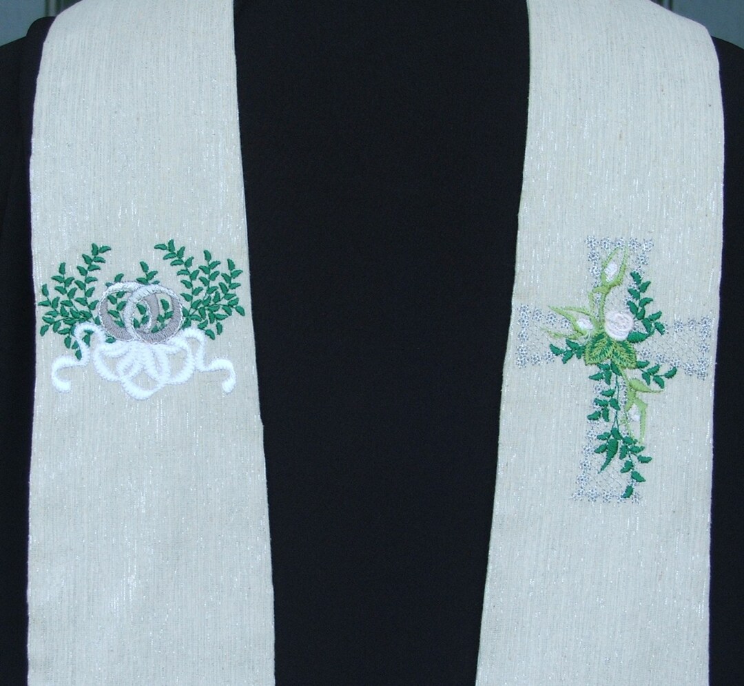 WEDDING Clergy Stole, Pastor Stole, Vestment, White, Custom Colors ...