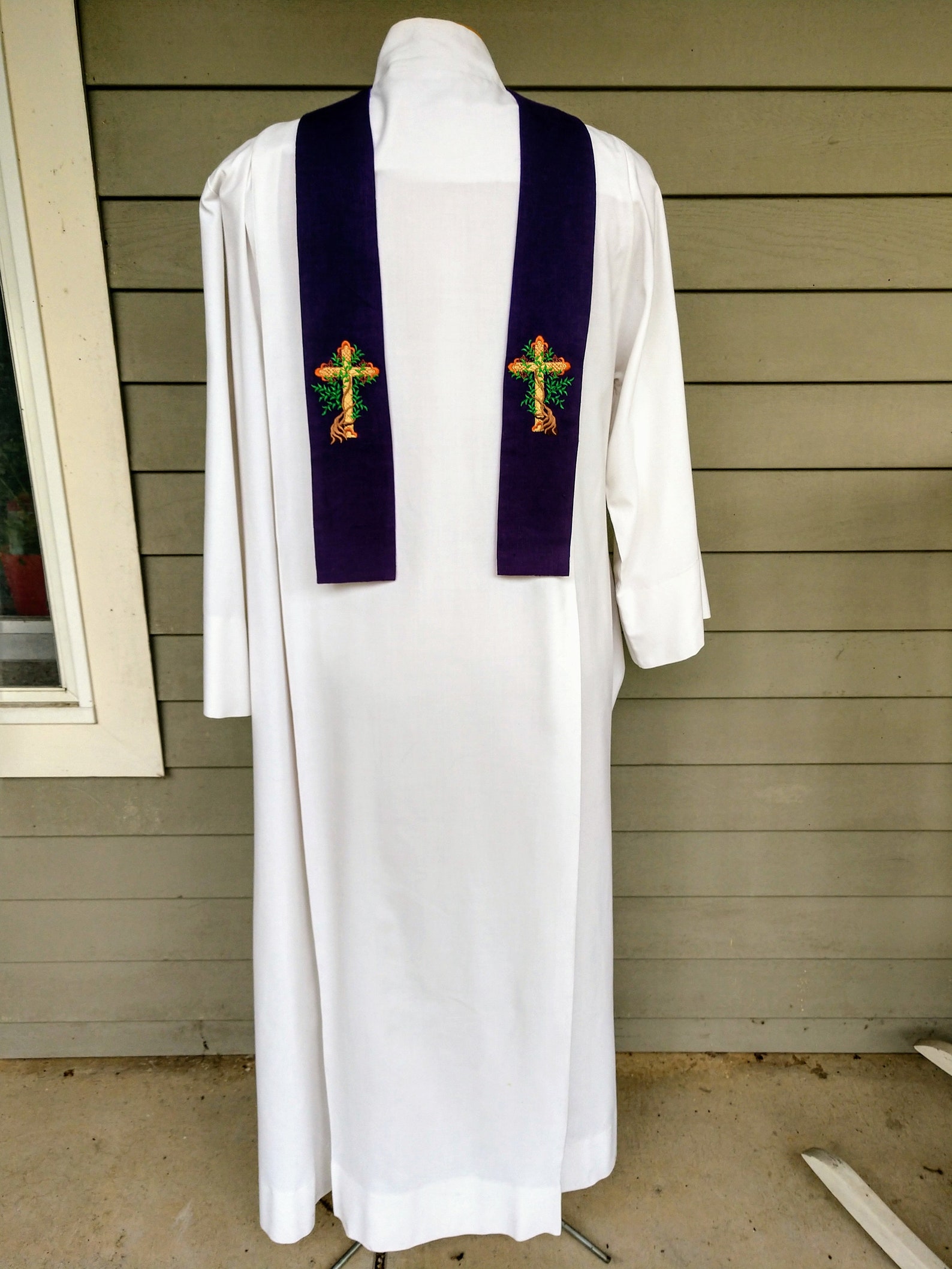 Clergy Stole, Chaplain, Visitation, Tree of Life Cross, Purple Linen - Etsy