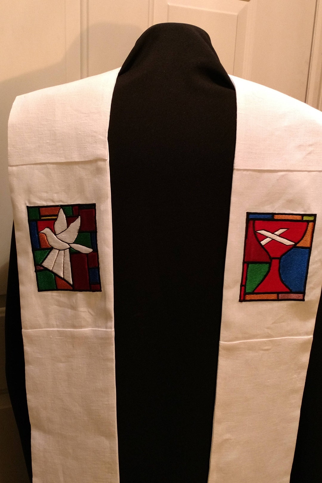 Clergy Stole, Priest Stole, Pastor Stole, Vestment, With Custom Stained ...