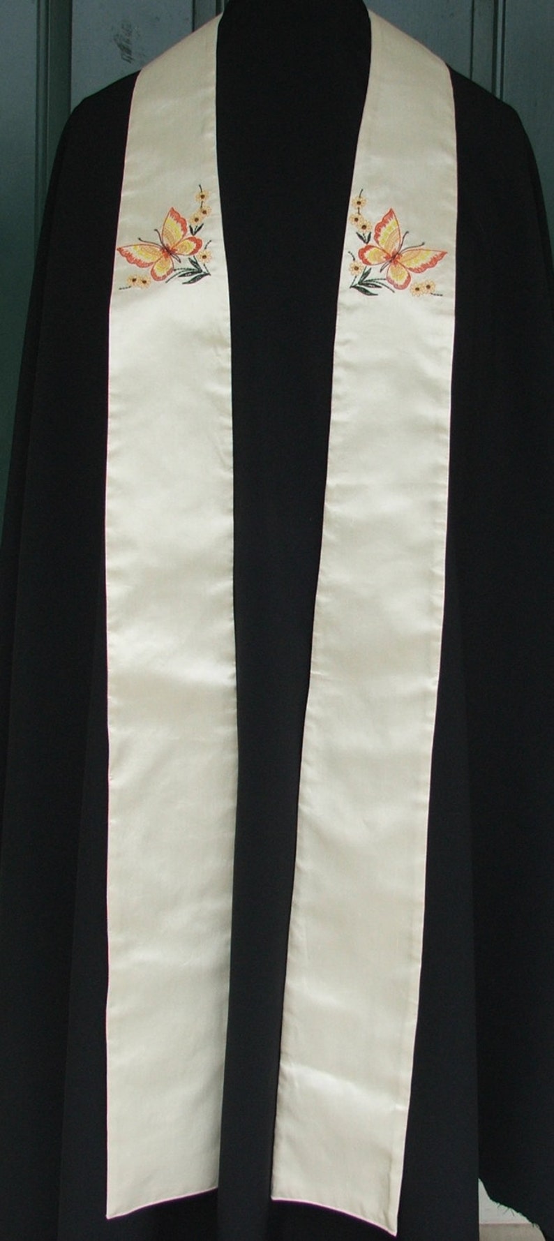 Clergy Stole, Vestment, White With Multicolored Butterfly, MADE TO ...