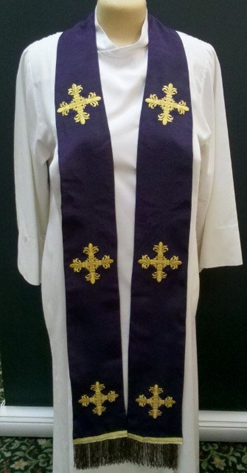 Clergy Stole, Vestment With Small Elegant Crosses, Any Liturgical Color ...