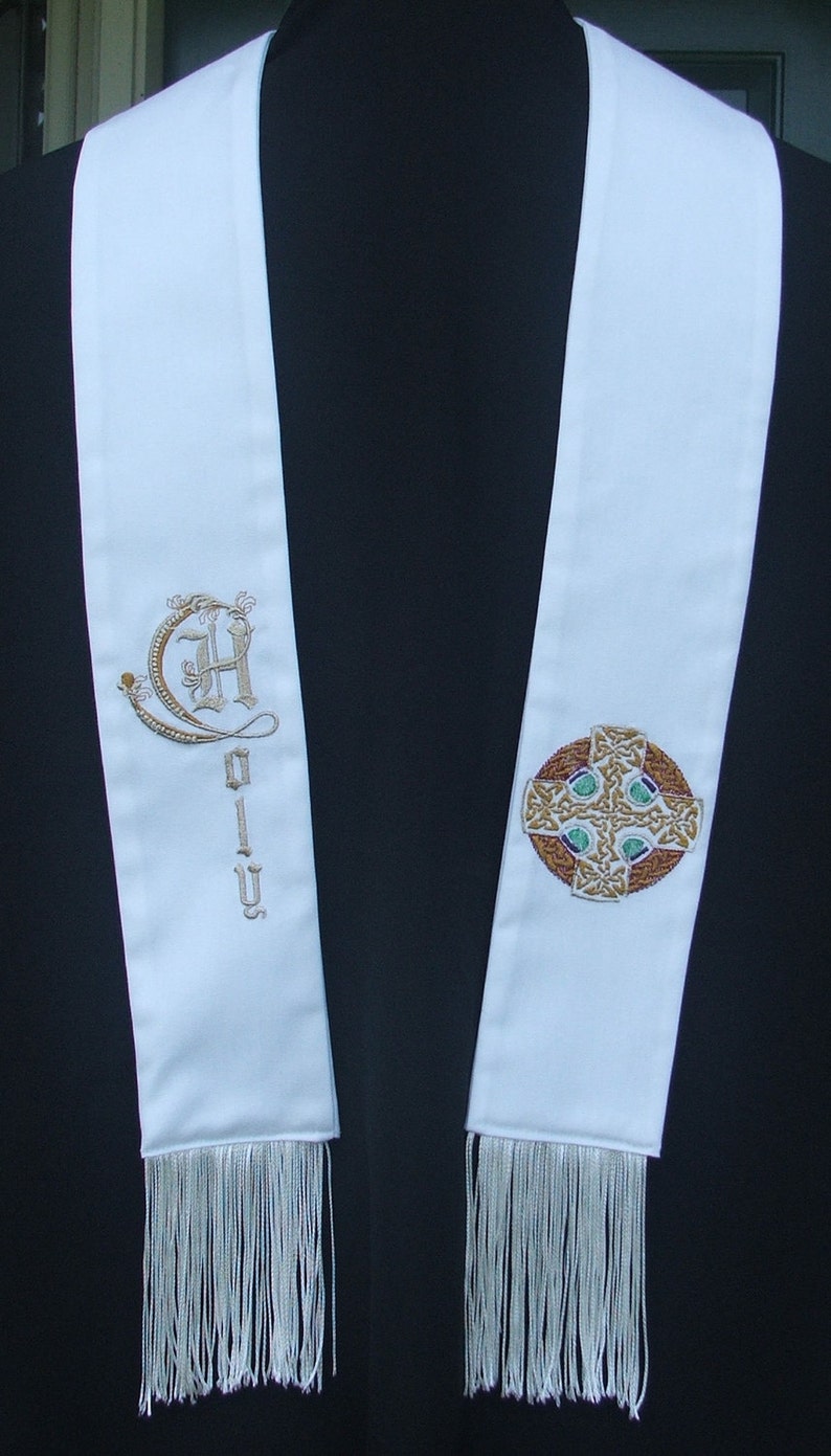 Clergy Stole, Vestment, White, Chaplain, Hospital Visitation, Hospice ...