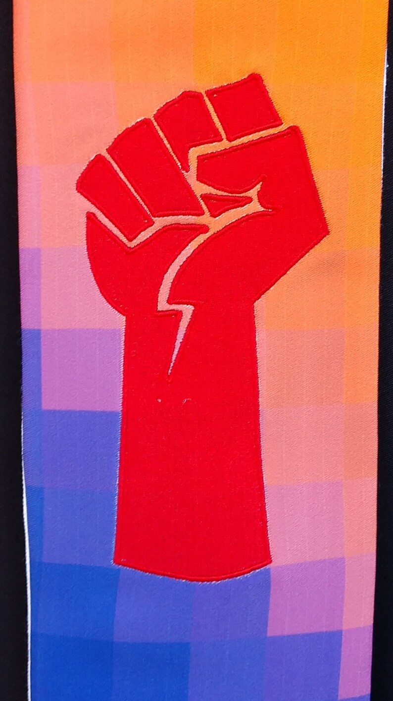 Clergy Stole, Protest Fist Embroidery, on Rainbow Check Fabric - Etsy