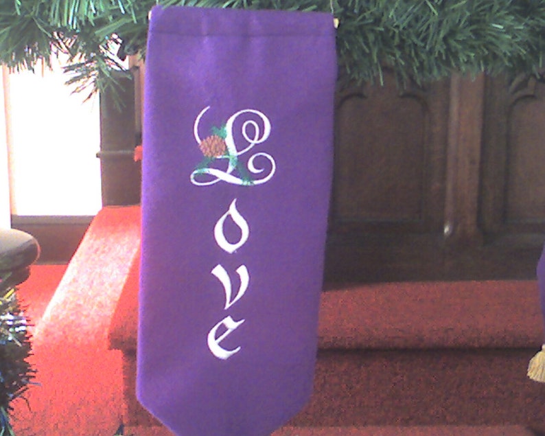Advent Wreath Banners, Love, Hope, Joy, Peace, Purple or Blue Fabric ...