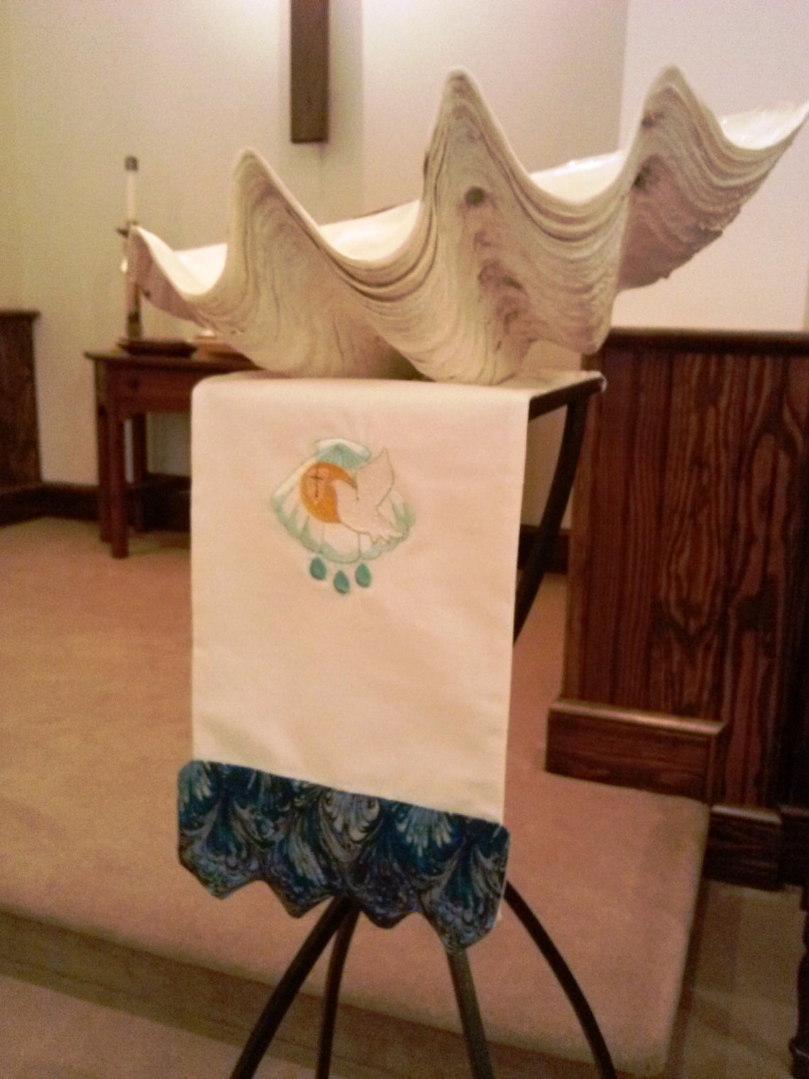 Baptism Banner for Font, Wall, Altar, or Pulpit, Shell, MADE to ORDER ...