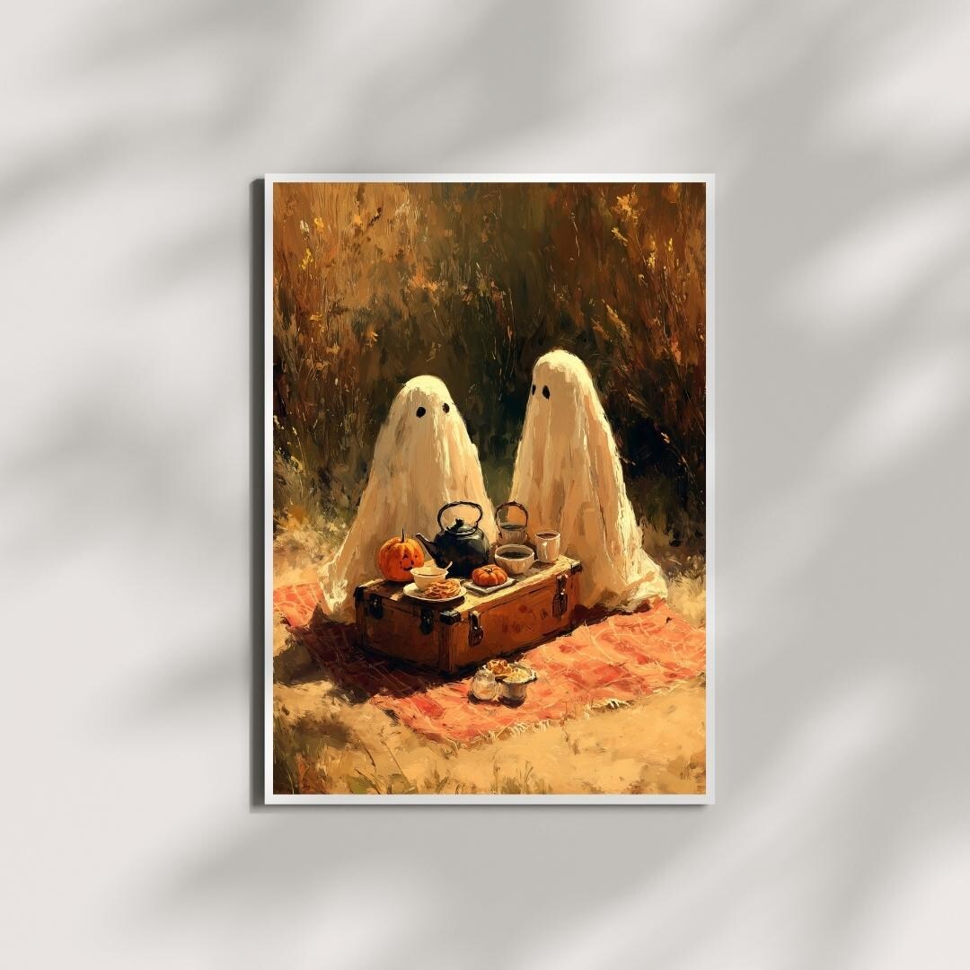 Ghost Picnic Art Print: Vintage Halloween Decor (digital Download) - Etsy
