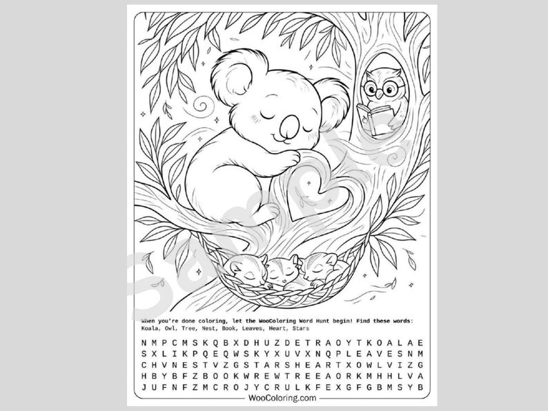 Cute Animal Coloring Pages With Word Searches - Printable Activity Book ...