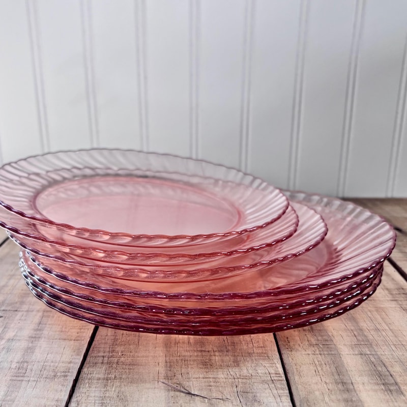 Pink Glass Plates Arcoroc - Etsy