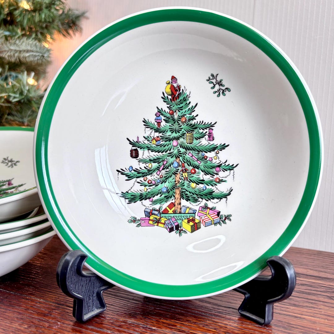 Spode Christmas Tree Cereal Bowl Vintage 1960s 1970s Holiday Stoneware ...