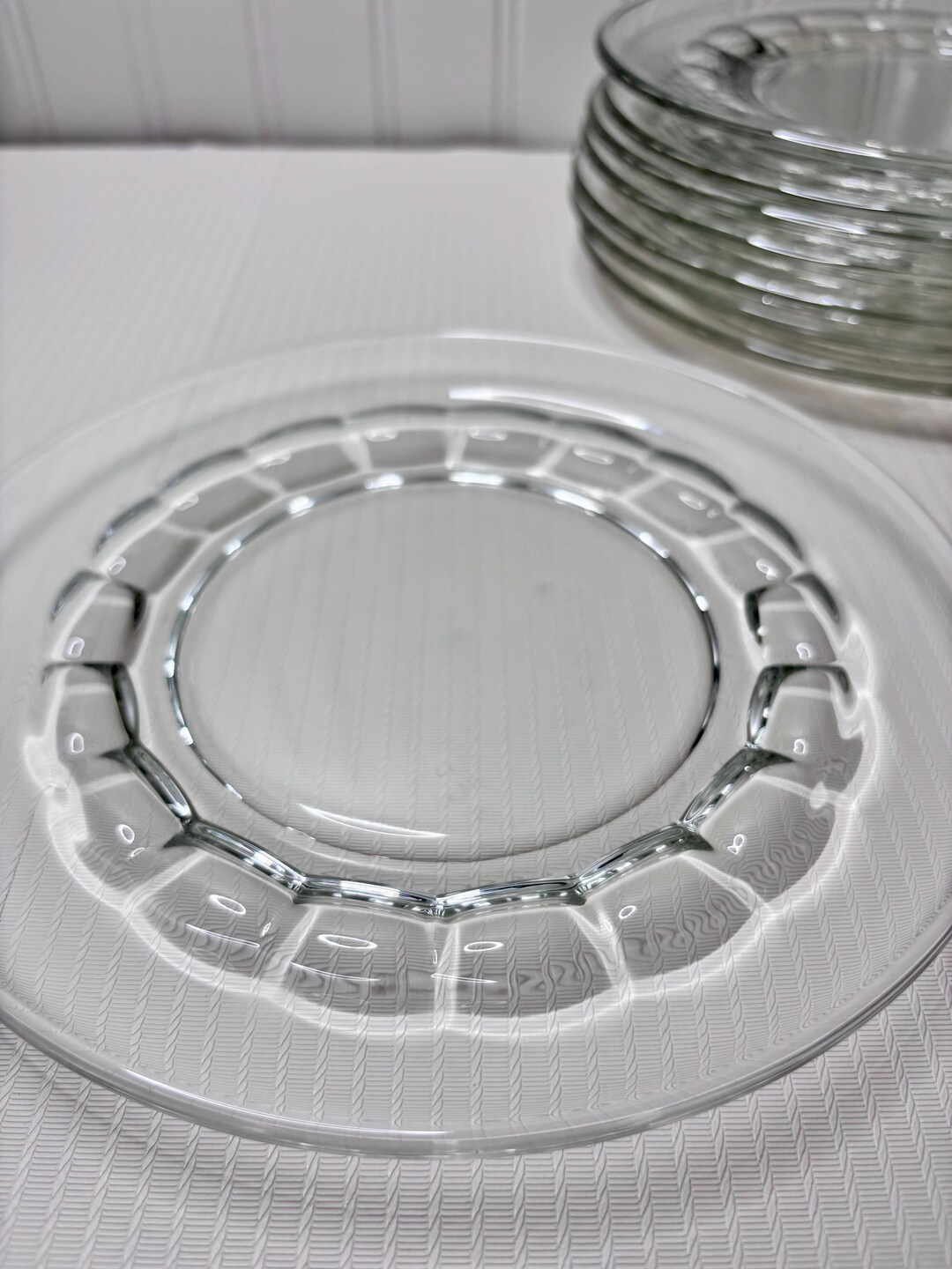 Vintage Fostoria Raleigh Thumbprint Luncheon Plate Set of 8 Crystal ...