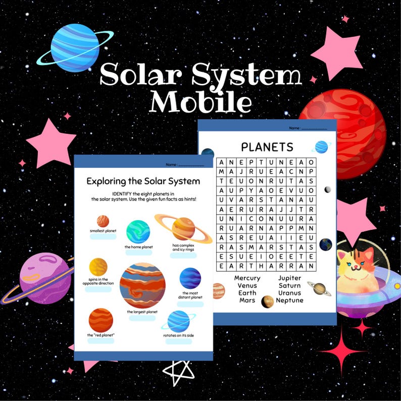 Solar System Mobile Craft & Vocabulary Worksheet | Cut and Paste ...