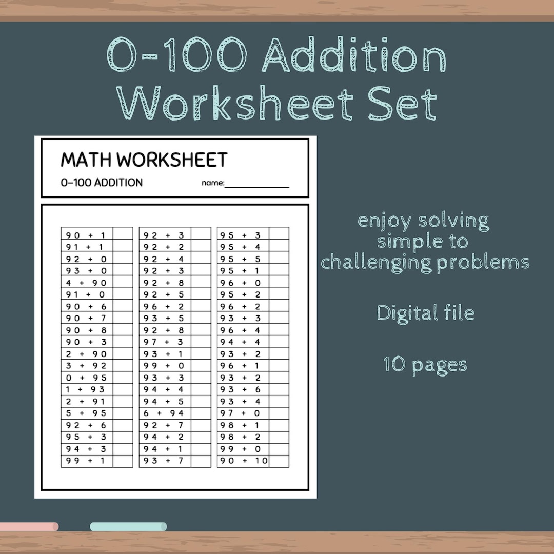 Addition Worksheets 0-100 for Kids | Printable Math Practice ...