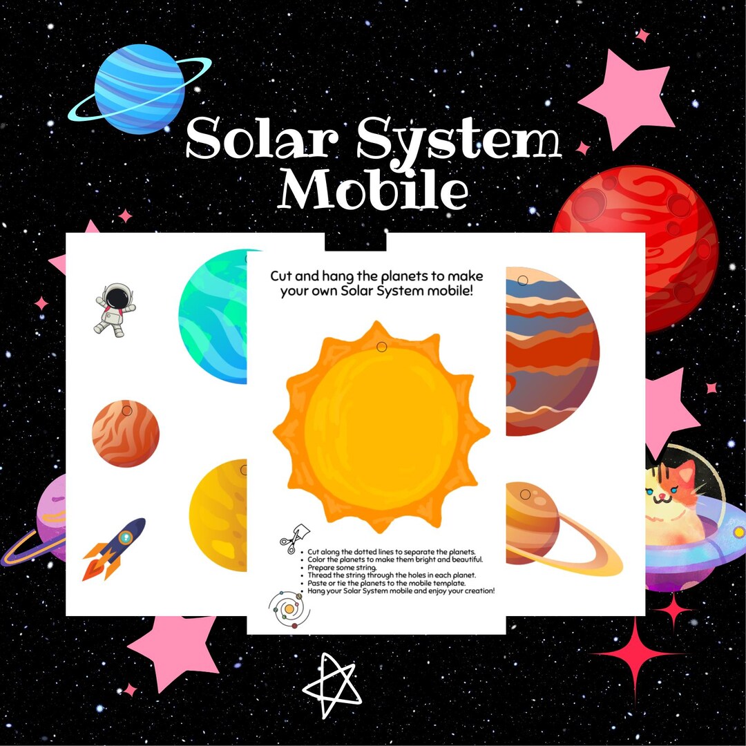 Solar System Mobile Craft & Vocabulary Worksheet | Cut and Paste ...