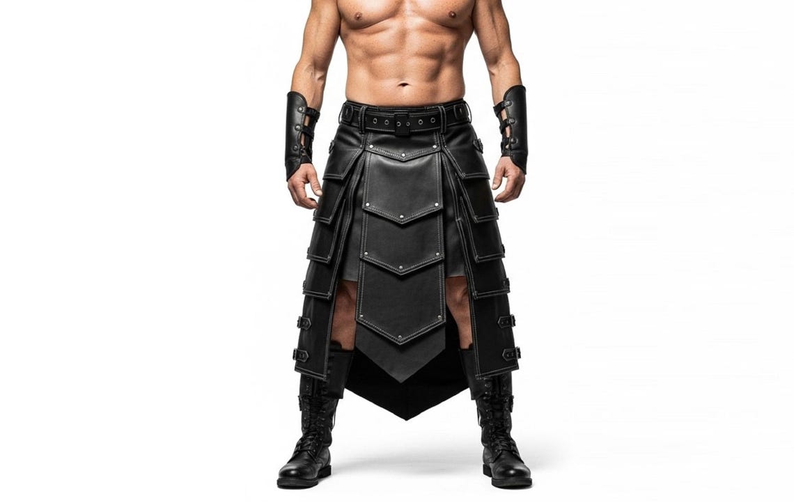 Handmade Leather Gladiator Kilt | Black Armor, LARP Cosplay Outfit - Etsy