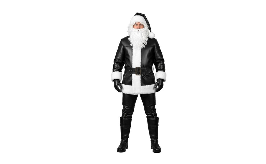 Handmade Black Leather Santa Claus Costume for Men – Winter Christmas ...
