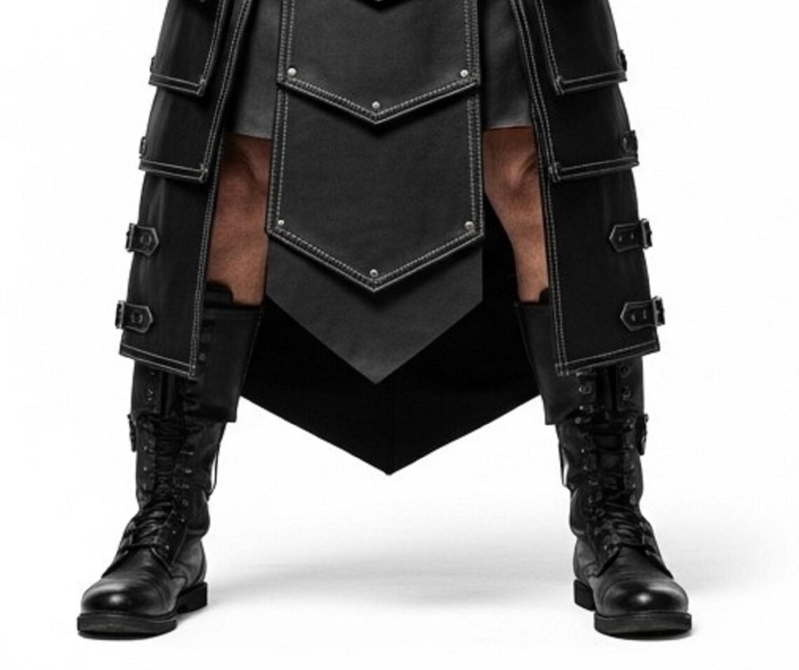 Handmade Leather Gladiator Kilt | Black Armor, LARP Cosplay Outfit - Etsy