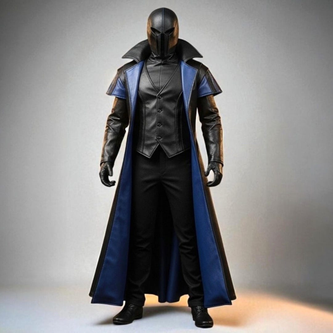 Gothic Black & Blue Leather Cloak With Vest – Handmade LARP Costume - Etsy