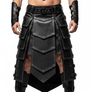 Handmade Leather Gladiator Kilt | Black Armor, LARP Cosplay Outfit - Etsy
