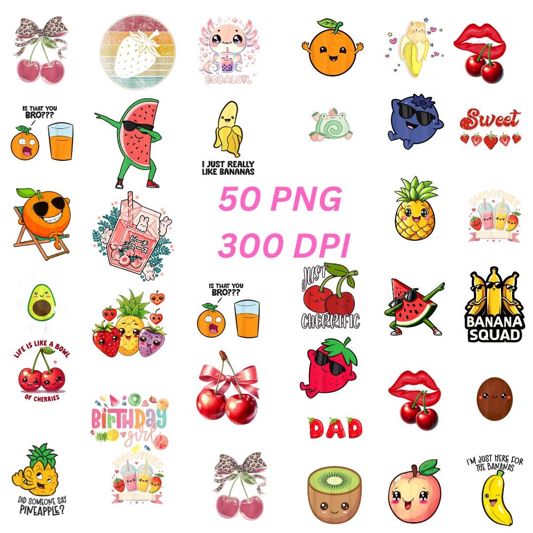 Cute Fruit Clipart, Fruity Kawaii PNG, Kawaii Fruit Characters ...