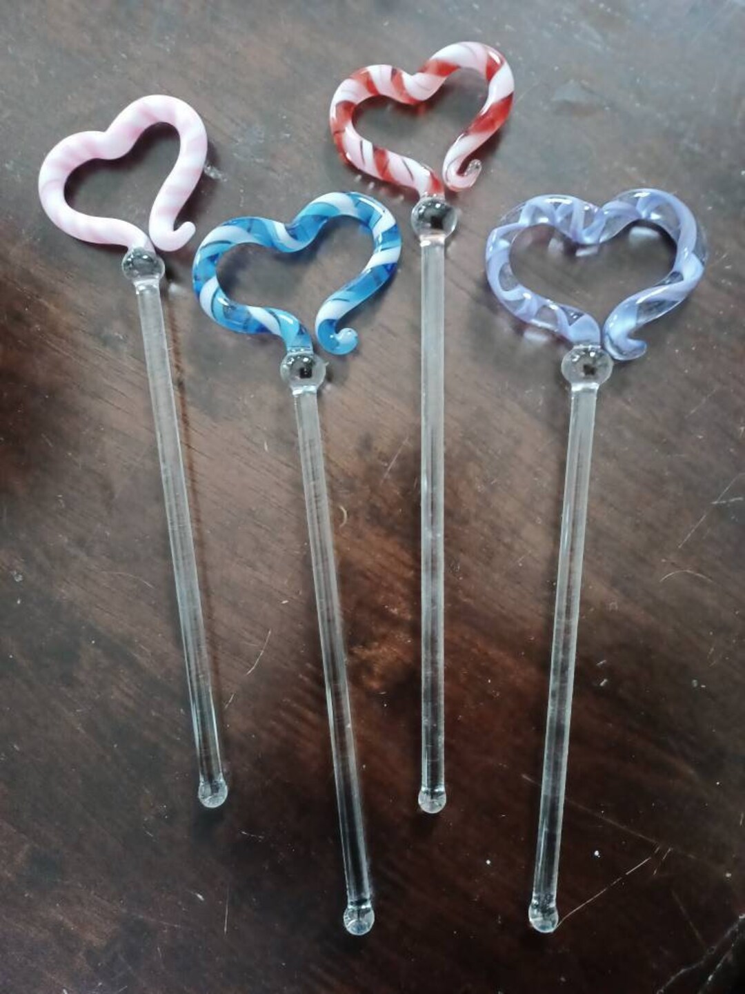 Gorgeous Love Heart Swizzle Sticks, Curled Bottom, Set of Two Cocktails ...