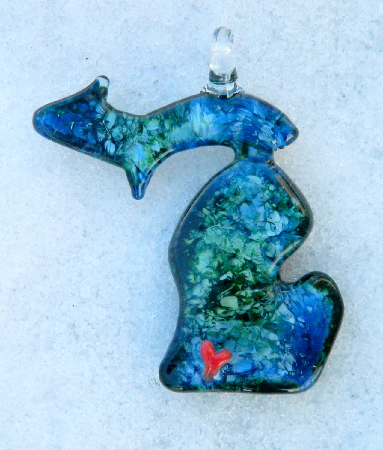 Hand Sculpted Glass Michigan Mitten Ornament, Pebbled With Color - Etsy