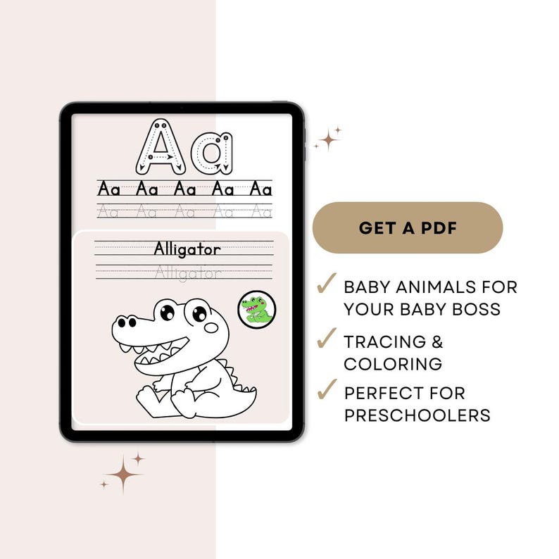 Alphabet Tracing Worksheets A-Z, Printable Animal Coloring Book for ...