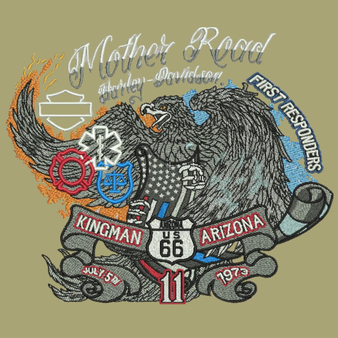 First Responders Eagle Embroidery Design: Route 66 Biker Patch (digital ...