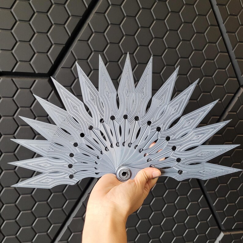 3d-printed Iridescent Hand Fan | Cyberpunk Rave Accessory - Etsy
