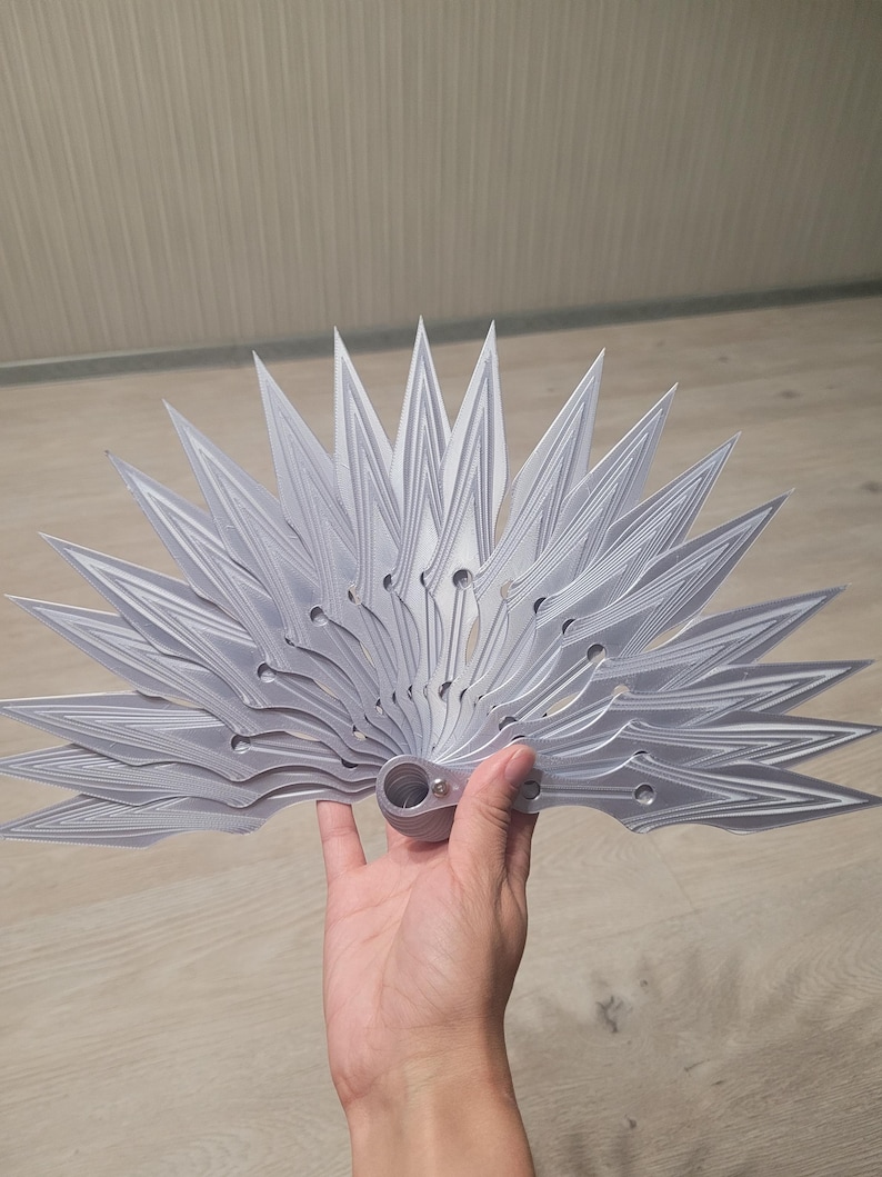3d-printed Iridescent Hand Fan | Cyberpunk Rave Accessory - Etsy