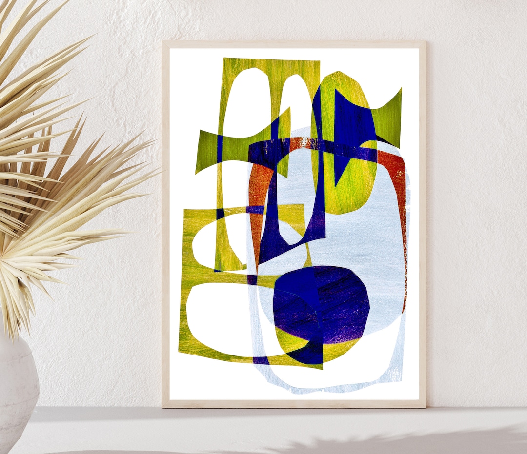 Geometric Retro Art Print Mid Century Modern Eames Style Lime Accent ...