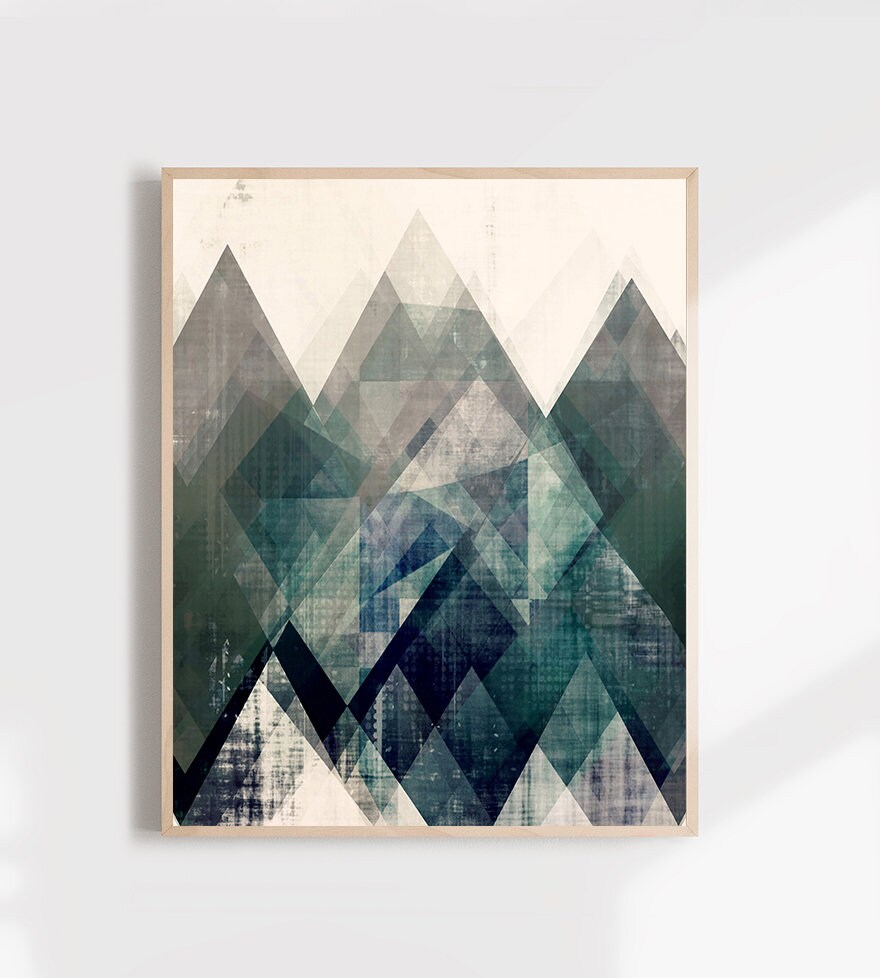 Mountains print Abstract print geometric wall art abstract | Etsy