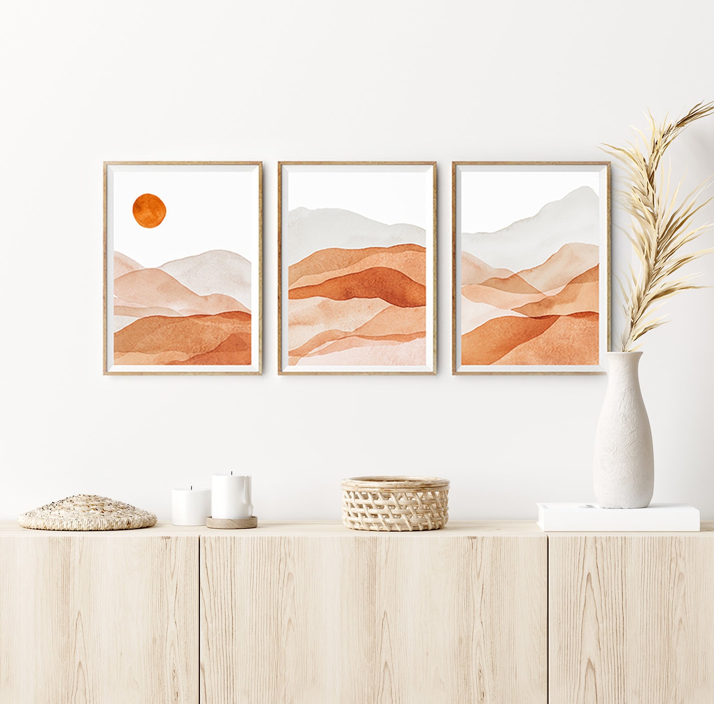 Terra Cotta Leaves Minimalist Art Line Art Poster Line Drawing | Etsy