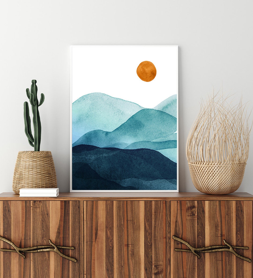 Geometric Mountain Art Print - Colorful Midcentury Wall Decor - Etsy