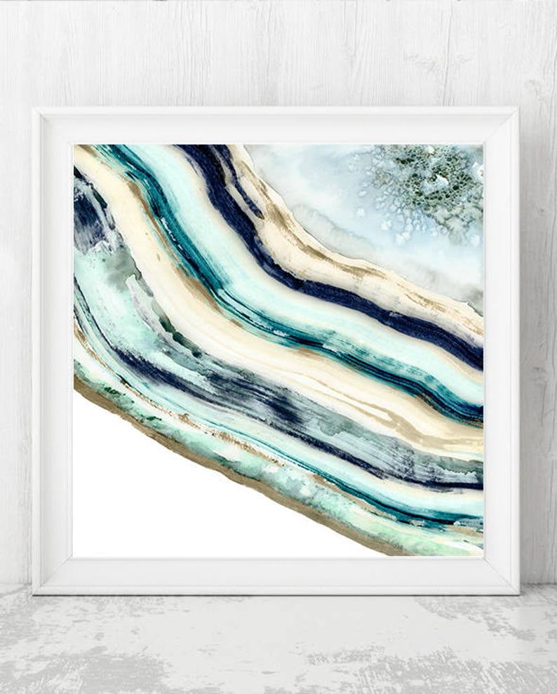 Agate Print Watercolor Agate Painting Agate Wall Art Geode - Etsy