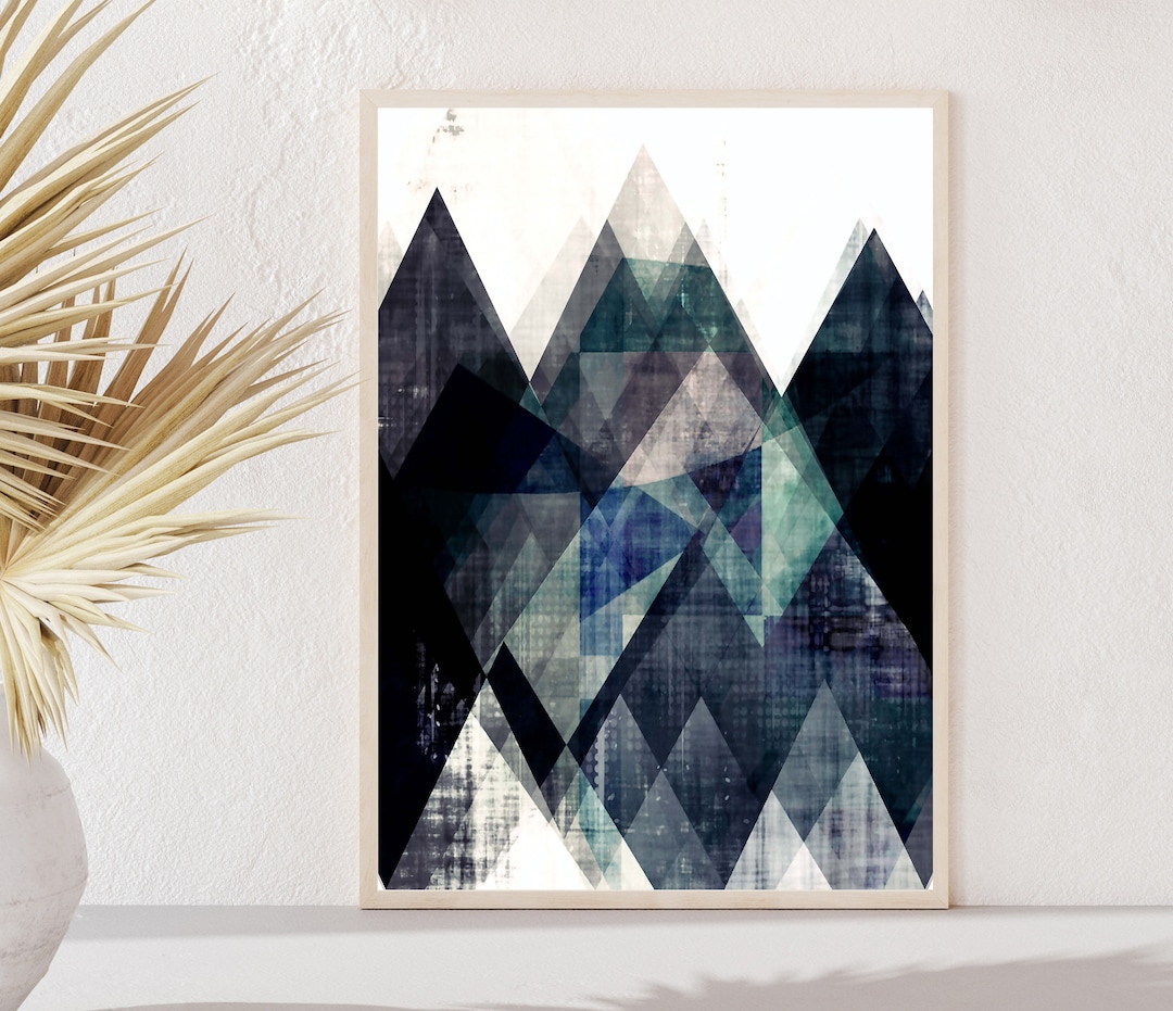Blue Triangle Art Print: Abstract Geometric Wall Decor - Etsy