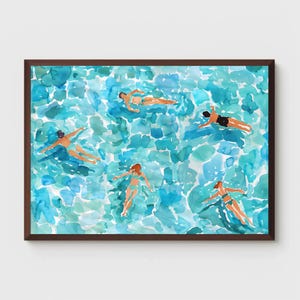 Swimmers, Pool Art, Watercolor Painting, Aqua Tones, Summer Vibes ...